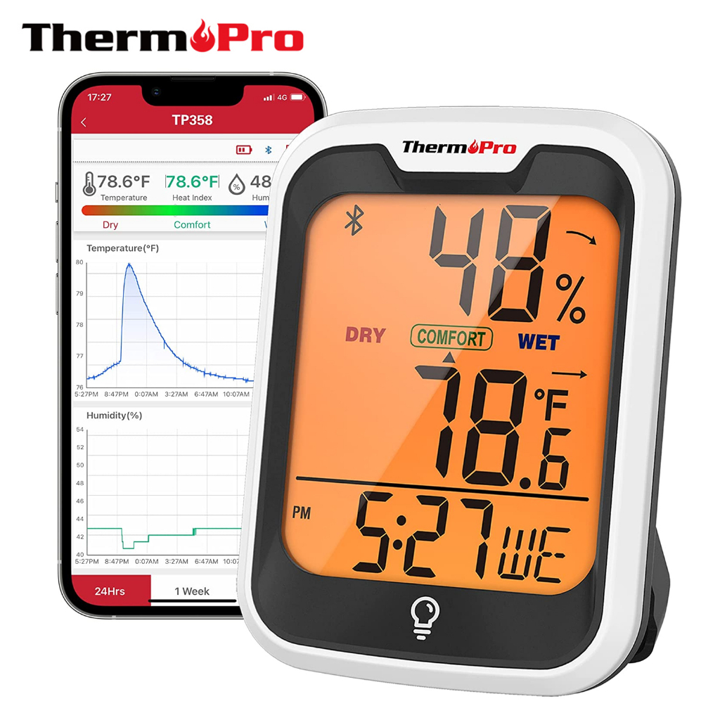 เครื่องวัดอุณหภูมิความชื้นภายในบ้านดิจิตอล ThermoPro TP-358 ...