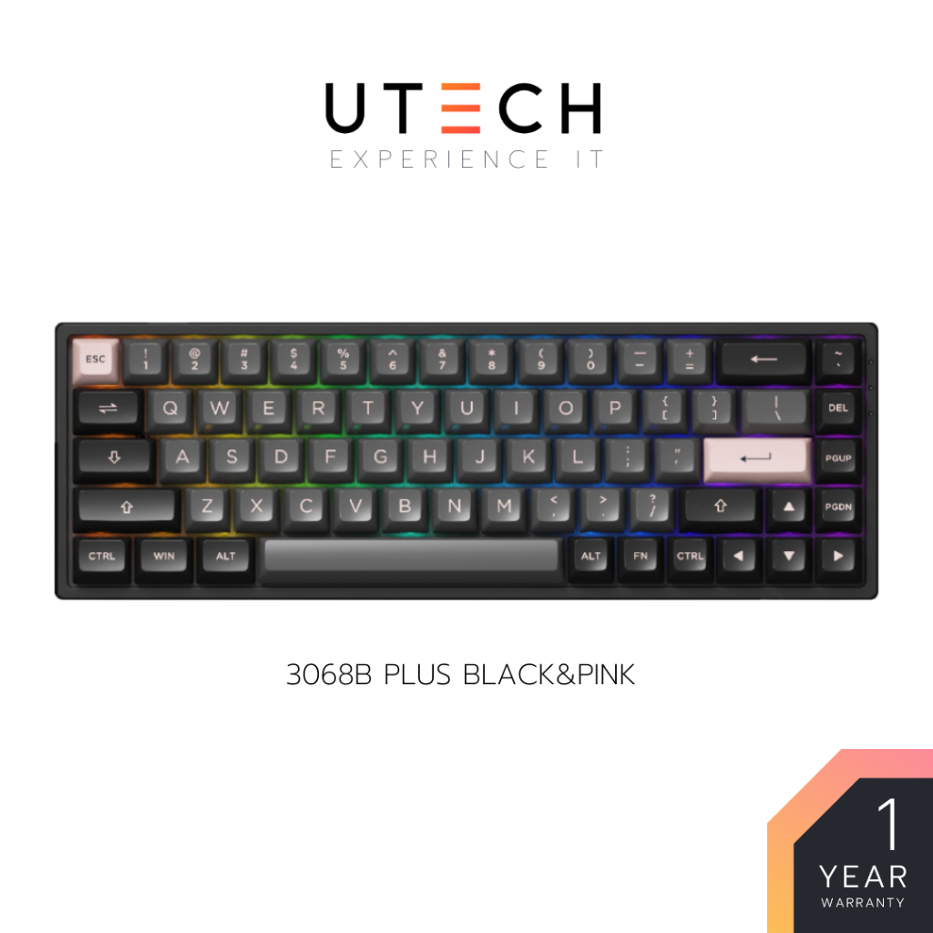 คีย์บอร์ด Akko Keyboard 3068B Plus - Black&Pink RGB Bluetooth Wireless ...