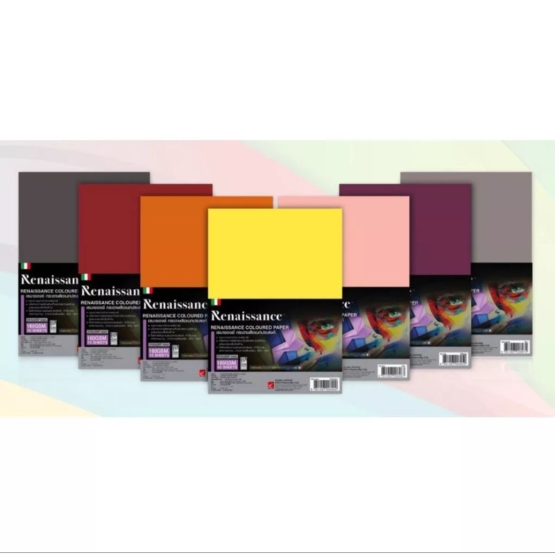 (160 แกรม) เรนาซองซ์ กระดาษสีร้อยปอนด์ A4 (15 เฉดสี) Colored Paper ...