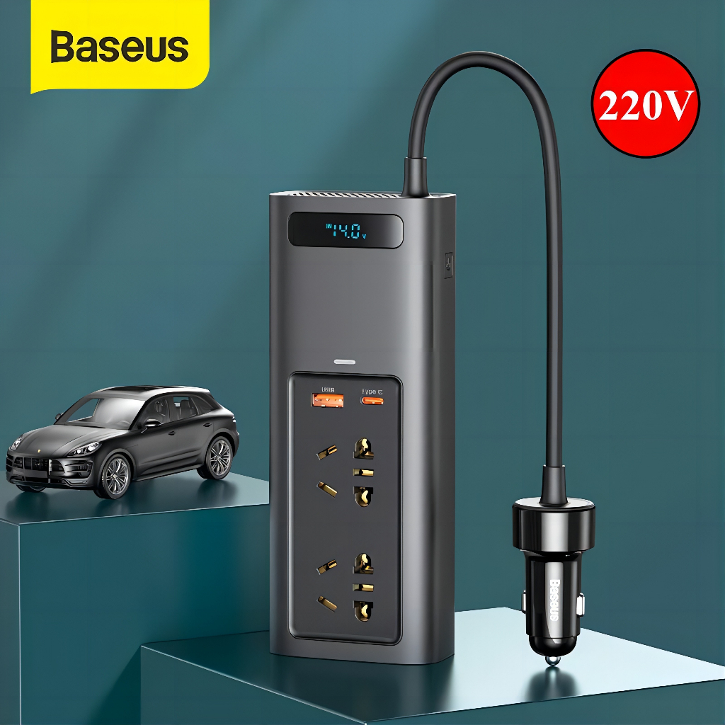 Baseus In-car Inverter 150W (220V CN/EU) Black | Shopee Thailand