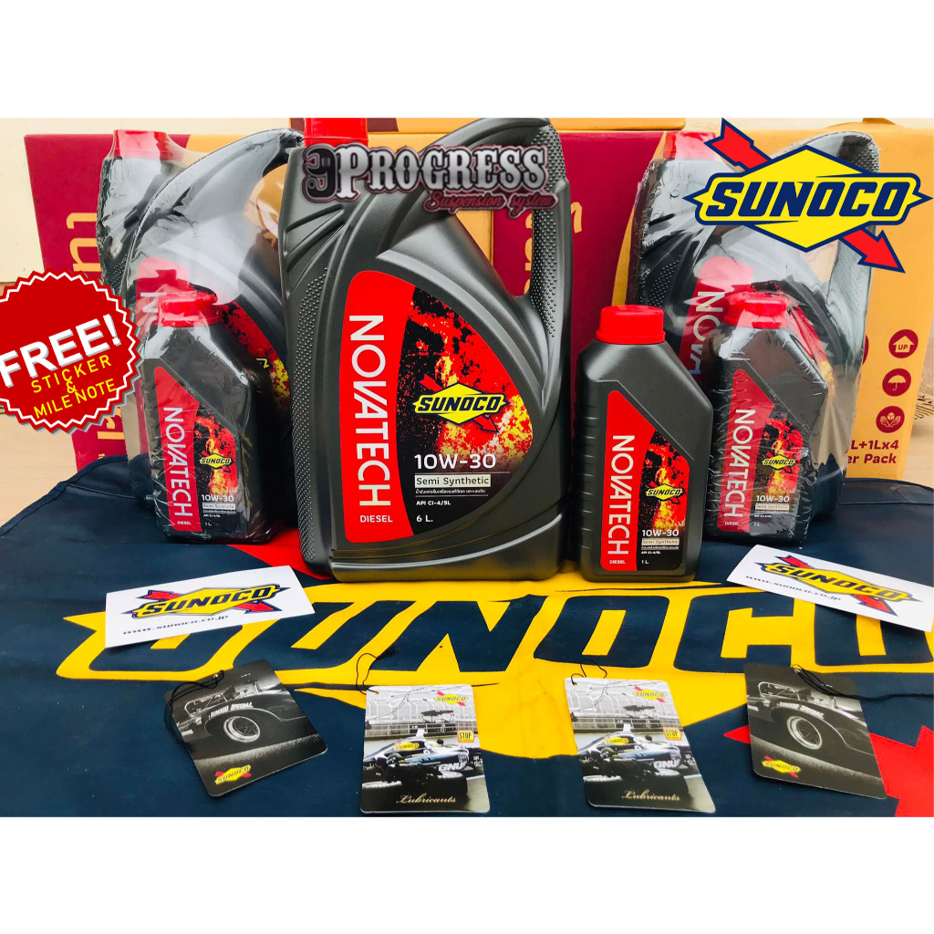 SUNOCO NOVATECH 10W-30 6+1L น้ำมันเครื่องดีเซลกึ่งสังเคราะห์ มีของแถมและฟรีเปลี่ยนถ่าย | Shopee ...