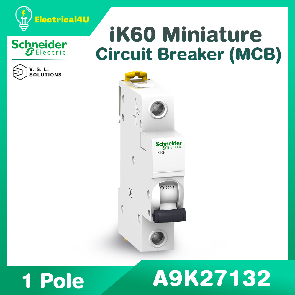 Schneider Electric A9K27132 Miniature circuit breaker, Acti9 iK60N, 1P, 32 A, C curve, 6000 A ...