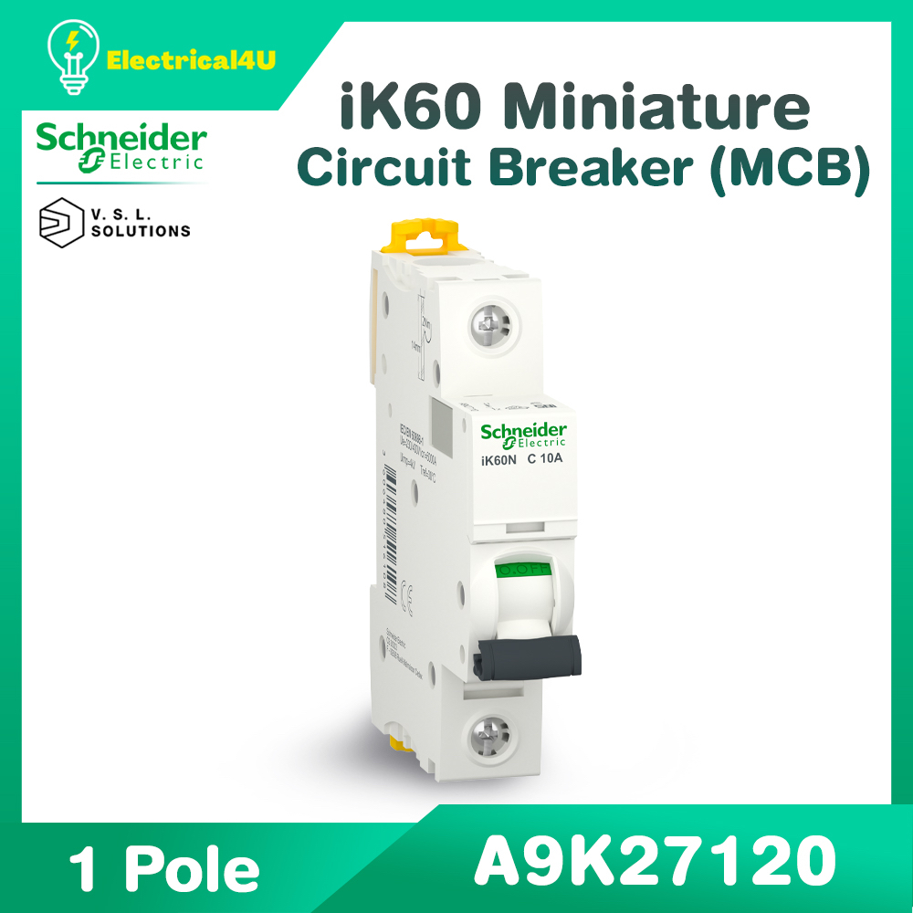 Schneider Electric A9K27120 Miniature circuit breaker, Acti9 iK60N, 1P, 20 A, C curve, 6000 A ...