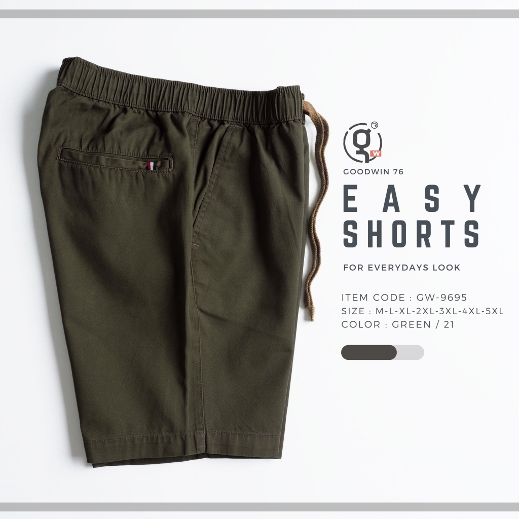 ⚡GW⚡9695 กางเกงขาสั้น ผู้ชาย เอวยืด ผ้าคอตต้อน สีพื้น ยาว 18-21 นิ้ว ...