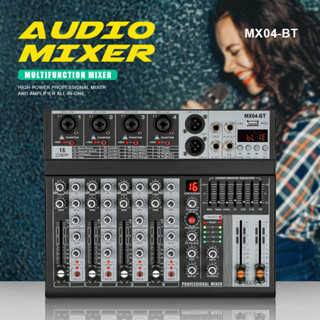 Audio Mixer Professional Mixer 4-Channel MX04BT Equalizer EQ Output ...