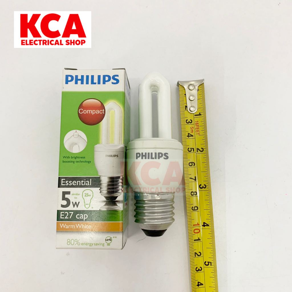 Philips Essential หลอดประหยัดไฟ 2U ขนาด 5W 8W 11W 14W เกลียว E27 **กล่องอาจเก่าบ้าง** | Shopee ...