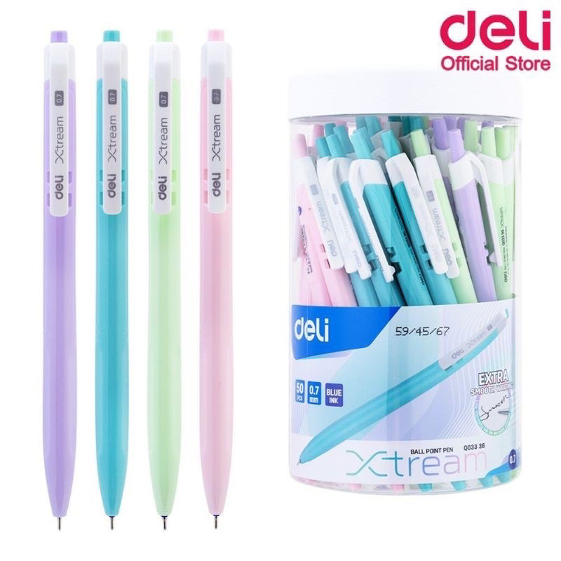 ปากกาลูกลื่น deli ขนาด 0.7 มม.(50ด้าม) | Shopee Thailand