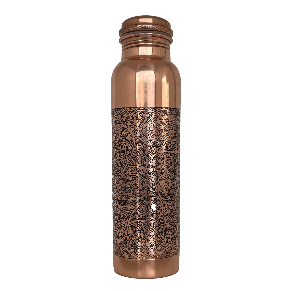 NATURAL EFE | BLACK ENGRAVED COPPER WATER BOTTLE | ขวดน้ำทองแดง ลาย ...