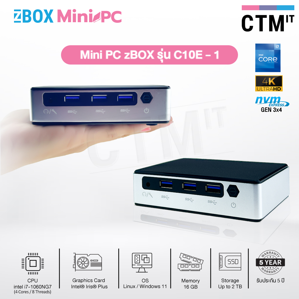 คอมพิวเตอร์สำนักงาน ออฟฟิศ คอมพิวเตอร์ มินิพีซี Computer ZBOX Mini PC C10E-1 (Intel i7-1060NG7 ...