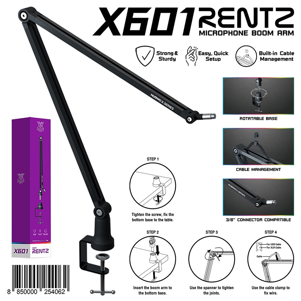 🔥ขายดีมาก🔥 ขาแขวนไมโครโฟน NUBWO รุ่น X601 MB-201 SM1 Microphone Boom Arm หมุนได้ 360 องศา ...