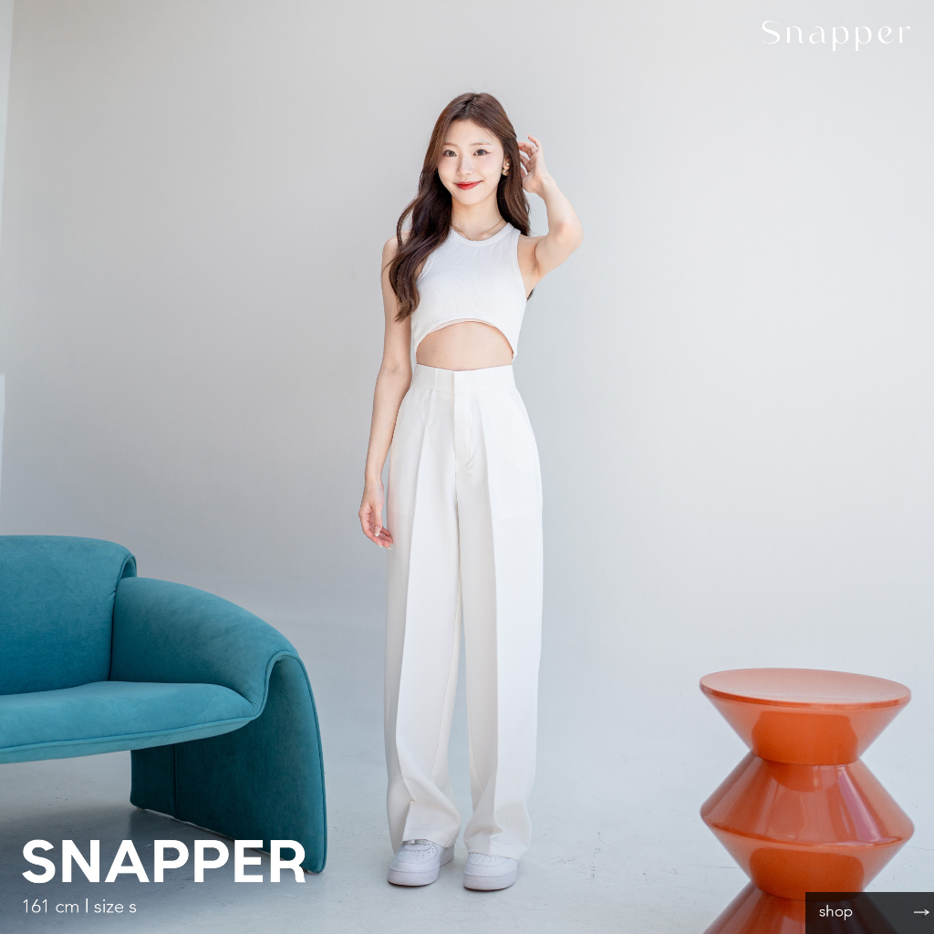 snapper _SP004 กางเกงขายาว กระบอกกลาง ตะขอหน้า เอวสูง ใส่แล้วสูงมากผ้าหนาไม่บางอยู่ทรงควรมีติด ...