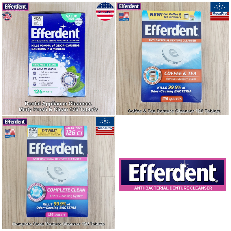 Efferdent® Dental Appliance Cleanser 126 Tablets เม็ดฟู่ทำความสะอาดฟัน ...