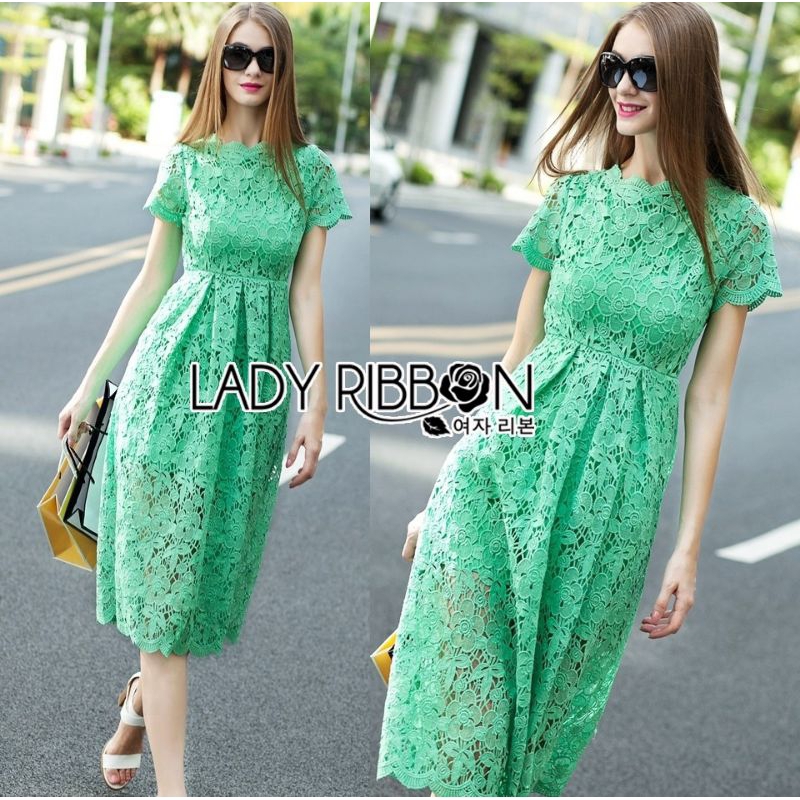 เดรสลูกไม้ ไซด์L ป้าย lady ribbon new | Shopee Thailand