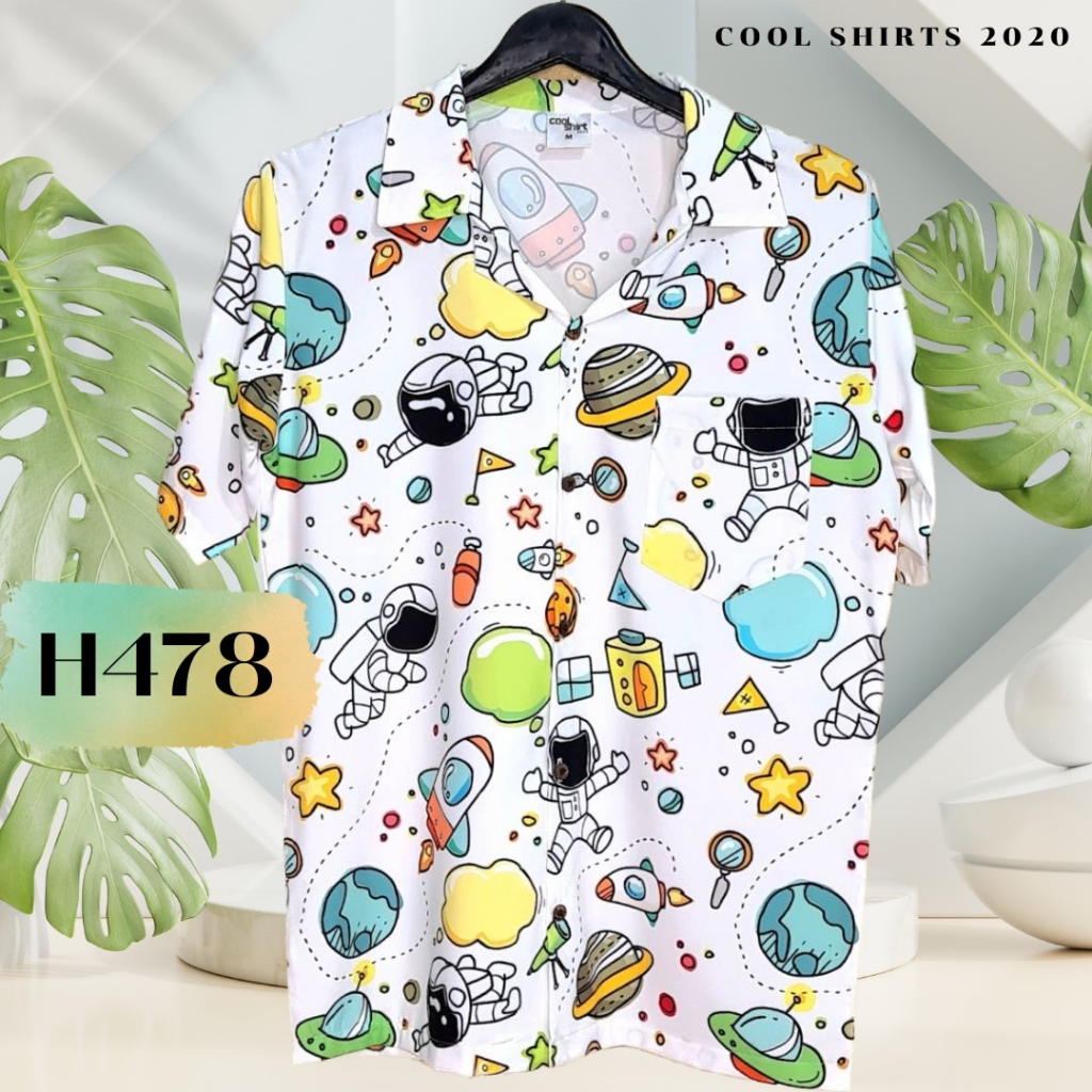 เสื้อฮาวายพิมพ์ดิจิตอล Green Space H478 | Shopee Thailand