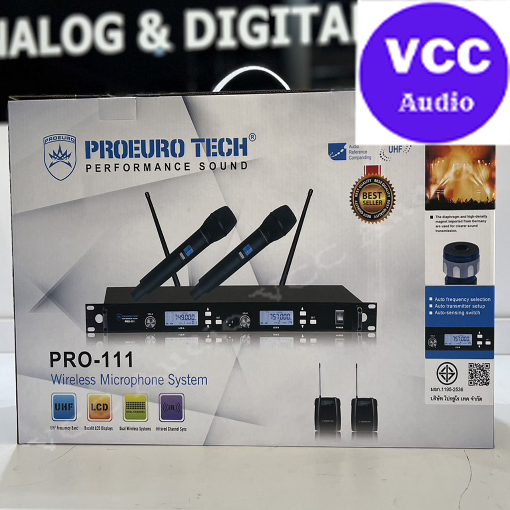 PROEUROTECH PRO-111 ไมค์ลอยมือถือคู่UHF ปรับความถี่ได้ ความถี่ใหม่ กสทช | Shopee Thailand