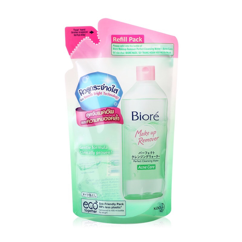 (Exp-2026) Biore เมคอัพ รีมูฟเวอร์ บิโอเร เพอร์เฟค คลีนซิ่ง วอเตอร์ แอคแน่ แคร์ (ถุงเติม) 250 ...