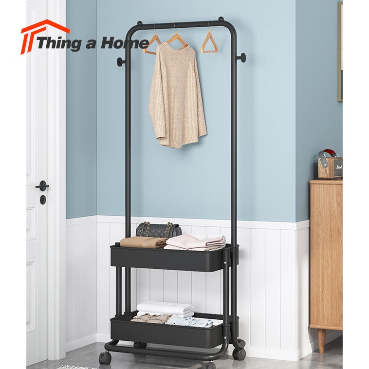 Thing a Home ชั้นวางของ ราวแขวนผ้า ชั้นเก็บเสื้อผ้า มีล้อเลื่อน เคลื่อน ...