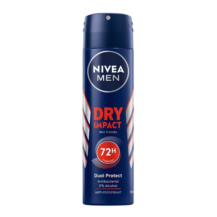 NIVEA MEN Dry Impact Body Spray 150ml. นีเวีย ดราย อิมแพค บอดี้ สเปรย์ ...