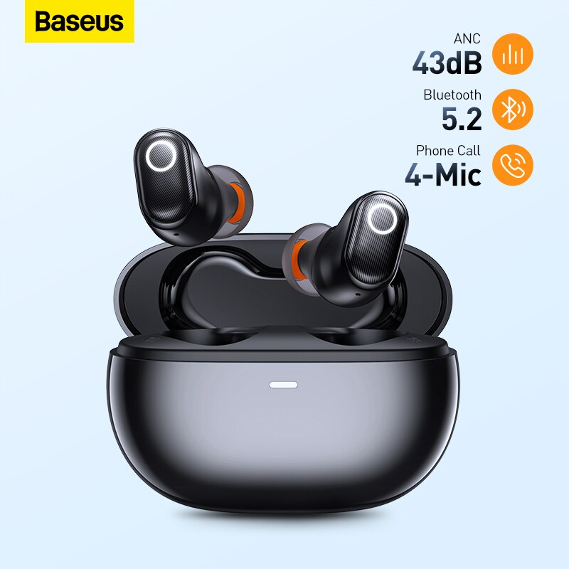 Baseus Bowie WM05 ANC หูฟัง Hybrid 43dB TWS หูฟัง4-mics การยกเลิกเสียง ...