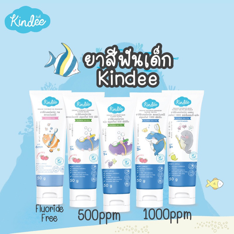Kindee ยาสีฟันยอดนิยมของเด็กๆ คินดี้ non/500/1000ppm | Shopee Thailand