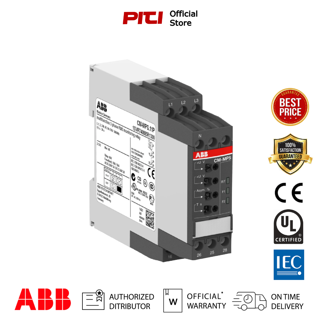 ABB CM-MPS.43S, 300-500VAC Three-phase monitoring relay แรงดันไฟเลี้ยง 1SVR730884R4300 | Shopee ...