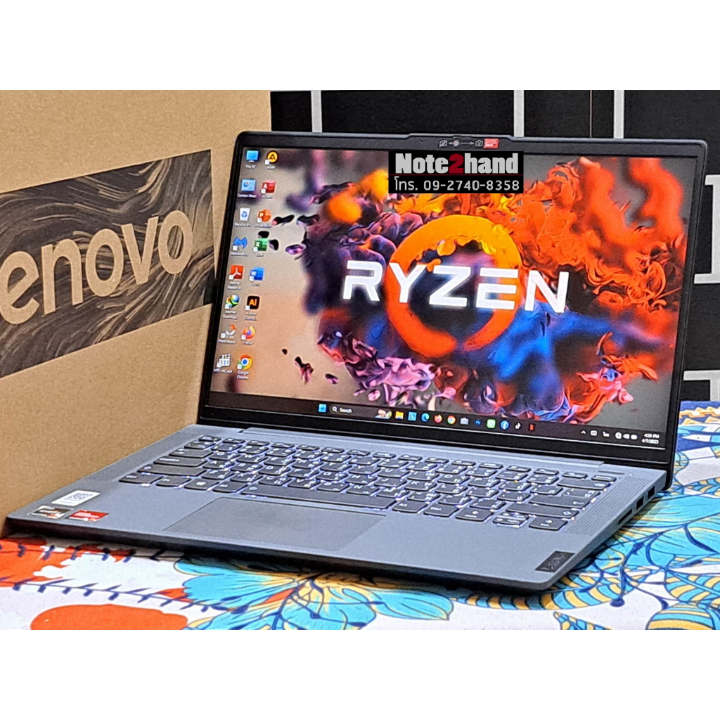 โน๊ตบุ๊คมือสอง LENOVO CPU AMD Ryzen 7 5700U จอ14”IPS แรม8+NVMe512+การ์ด ...