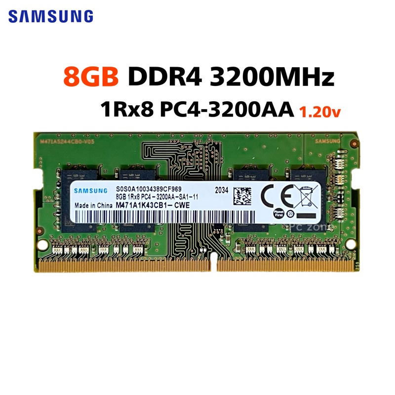 Clearance แรมโน๊ตบุ๊ค Samsung DDR4 8GB 3200MHz 8chip Bulkpack PC4-3200AA SO-DIMM ( 260-Pin ...