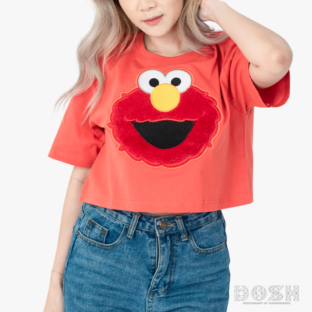 DOSH WOMEN'S CROPPED TOPS SESAME STREET เสื้อยืดทรงครอปสั้น ผู้หญิง ...
