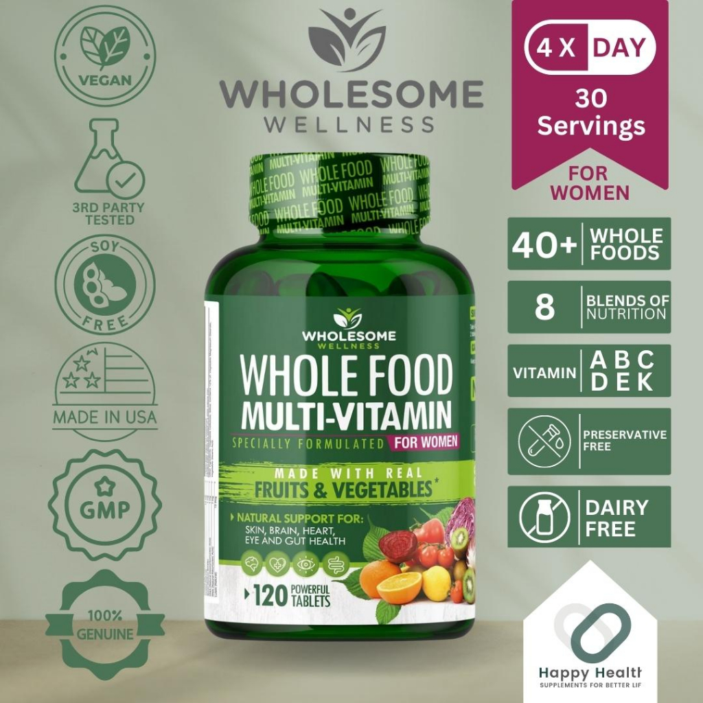 Wholesome Wellness Whole Food Multivitamin for Women Made With Organic & Natural Fruits ...
