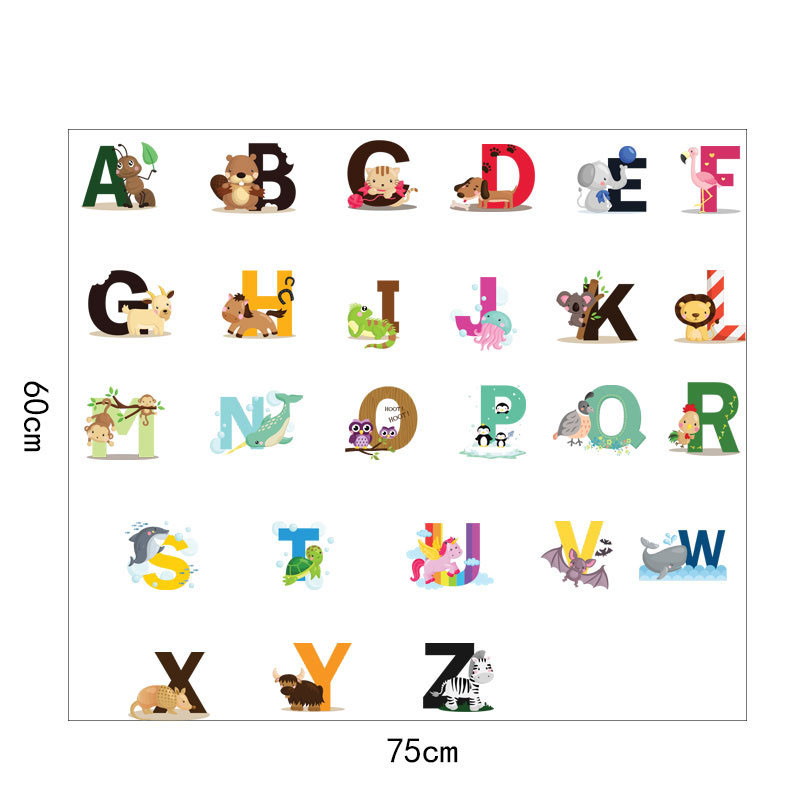 สติ๊กเกอร์ลายการ์ตูน สัตว์โลก ABC ยูนิคอน สําหรับติดตกแต่งผนังห้อง ตก ...