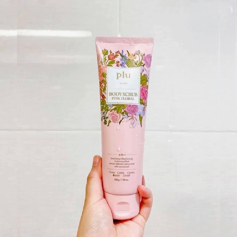 🔆พร้อมส่ง🍃สูตรใหม่🌸PLU BODY SCRUB PINK FLORAL 200 G.🍃สครับเกาหลี สครับ ...