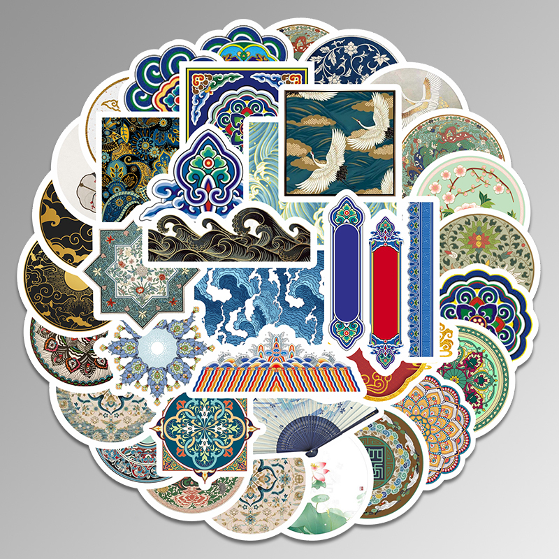 พร้อมส่ง สติกเกอร์ไดคัท Sticker Chinese Vintage กันน้ำ สติ๊กเกอร์ 50 ...
