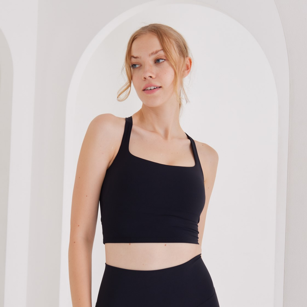 Penny Activewear สปอร์ตบรา บราครอป ตัวยาว คอเหลี่ยม หลังเป็นสายครอสบอดี้ เก๋มากๆ มีฟองน้ำ รุ่น ...