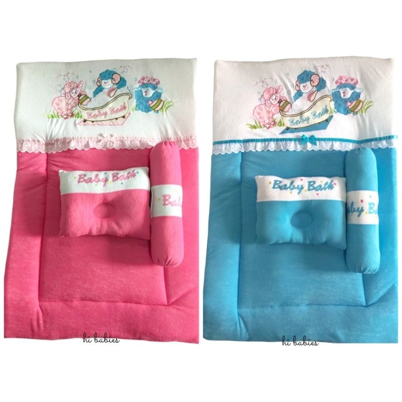 Hi Babies เซตที่นอนเด็กแรกเกิด 3 ชิ้น ขนาด 30x44 นิ้ว ลายปักแกะ (สีพื้น ...