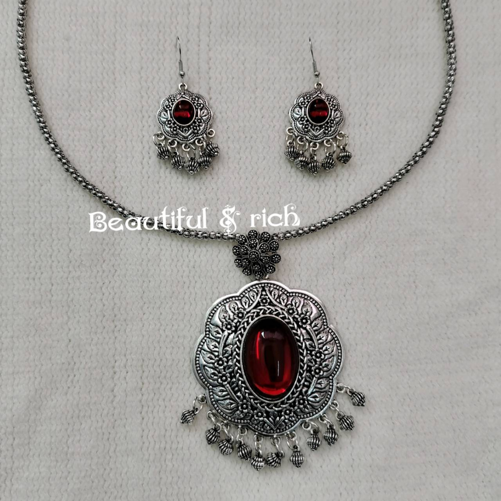 เครื่องประดับชุดไทยสีรมดำ ดำพลอยแดง รุ่น D00013 | Shopee Thailand