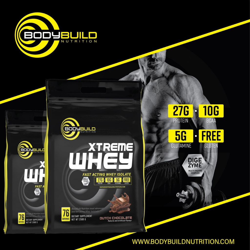 BodyBuildNutrition 100% USA Xtreme Whey + DIGEZYME เวย์โปรตีน 2.5 kg (76 สกู๊ป) สร้างกล้าม ลด ...