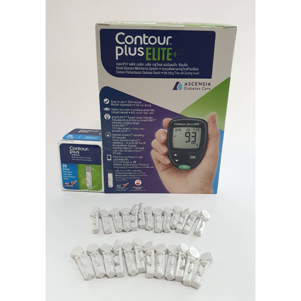 เครื่องศูนย์แท้100% ชุดตรวจวัดระดับน้ำตาล contour plus Elite set ครบชุด ...