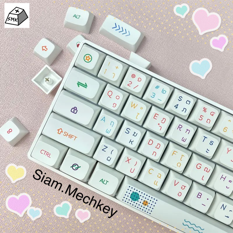 พร้อมส่งที่ไทย 127 คีย์ Keycap Thai ของแท้ Colorful Theme PBT Keycaps ...