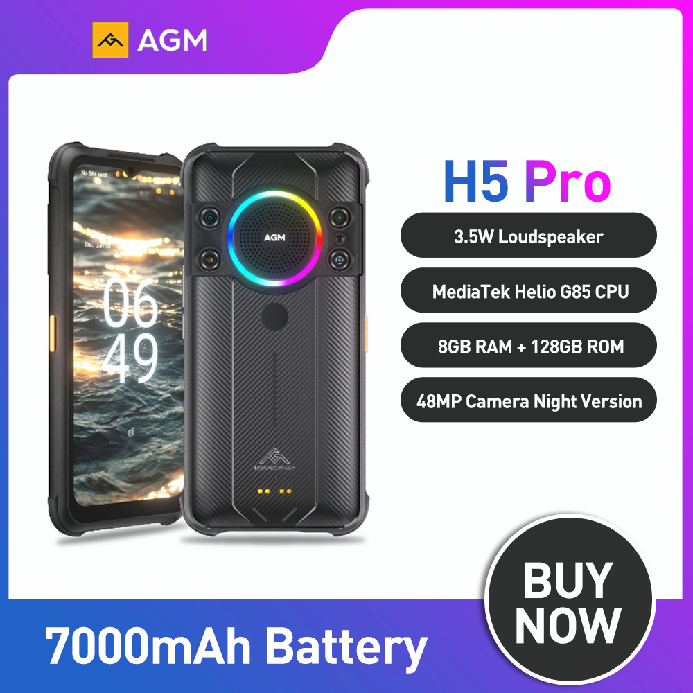 AGM H5 Pro Global 8+128G Rugged Smartphone MTK G85 ,6.5"48MP Camera Night Version Waterproof ...