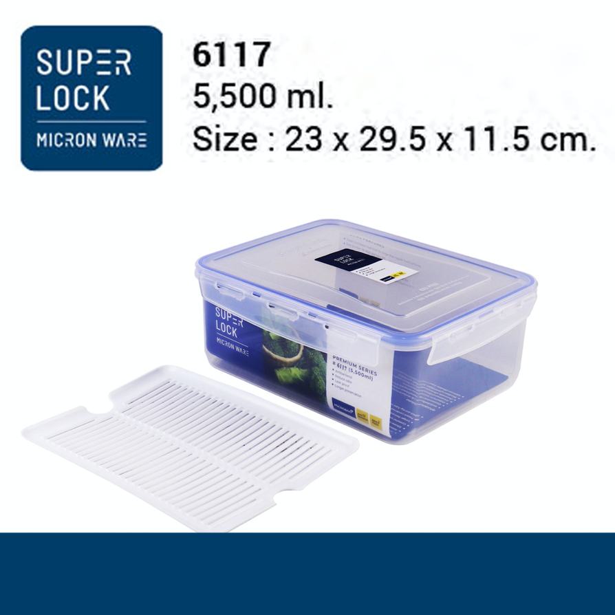 Super Lock กล่องถนอมอาหาร 5500ml.รุ่น 6117 / 2200ml รุ่น 5056 [เข้าไมโครเวฟได้] กล่องแบ่ง ...