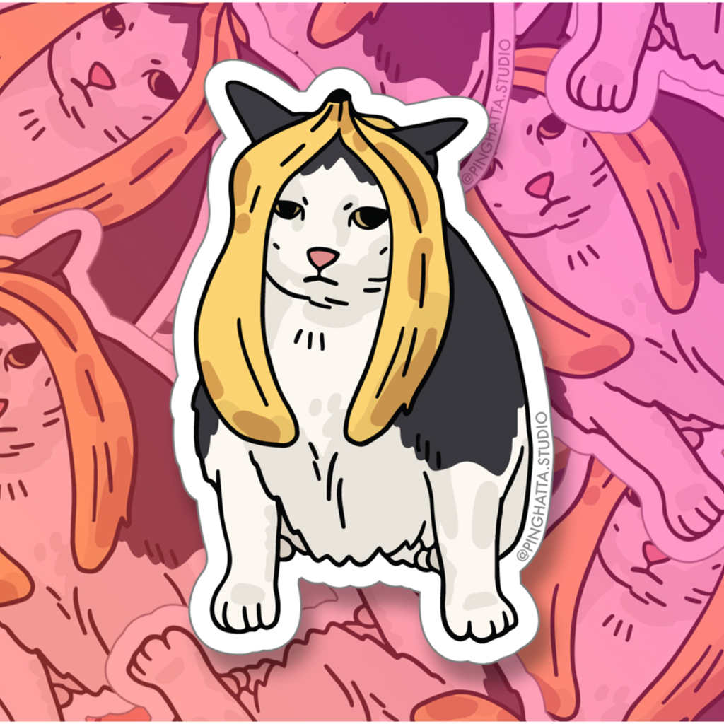 สติกเกอร์ไดคัท กันน้ำ ลายมีมแมว กดไลค์ Thumbs Cat Meme Sticker | Sad ...