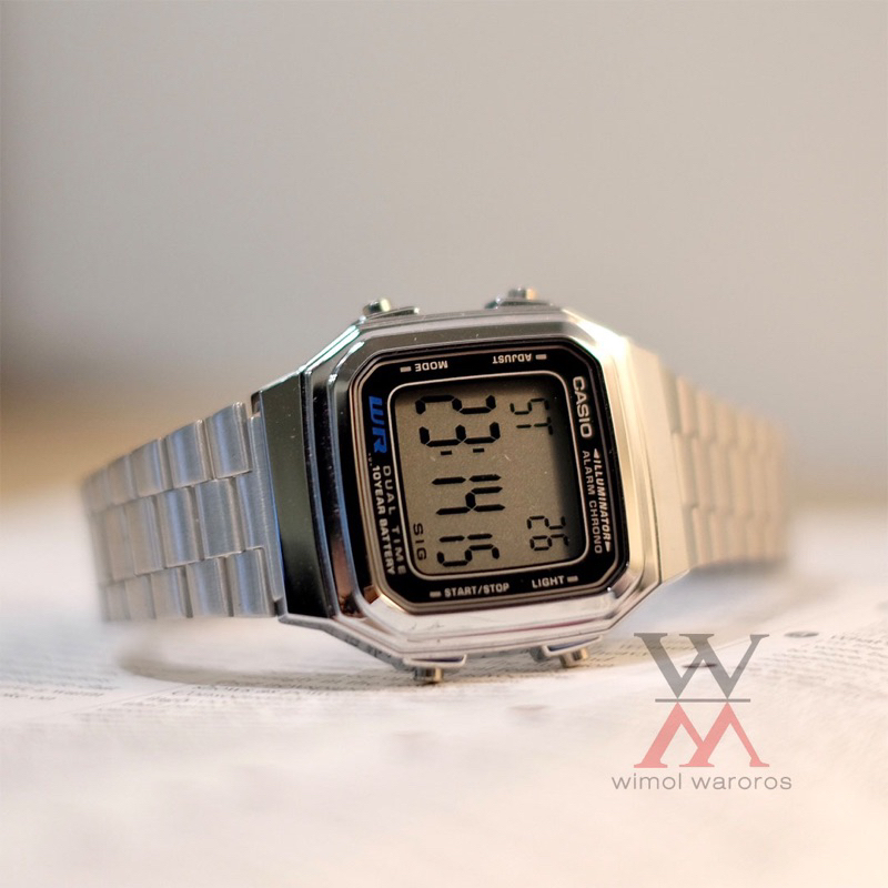 (ประกันศูนย์ไทย 1 ปี) CASIO รุ่น A178WA-1ADF - Digital Alarm Chrono Dual Time SILVER Quartz ...