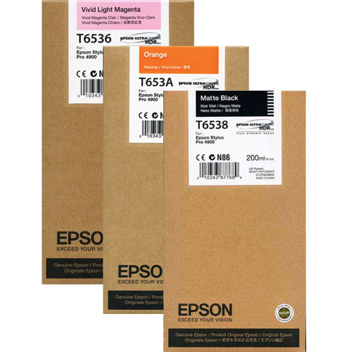ตลับหมึก EPSON T6538 Matte Black / T6536 Vivid Light Magenta / T653A ...