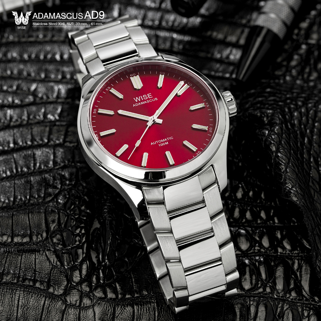 WISE Adamascus AD9 ขนาด 39, 41 mm. No Date Stainless 904L สายสแตนเลส ...