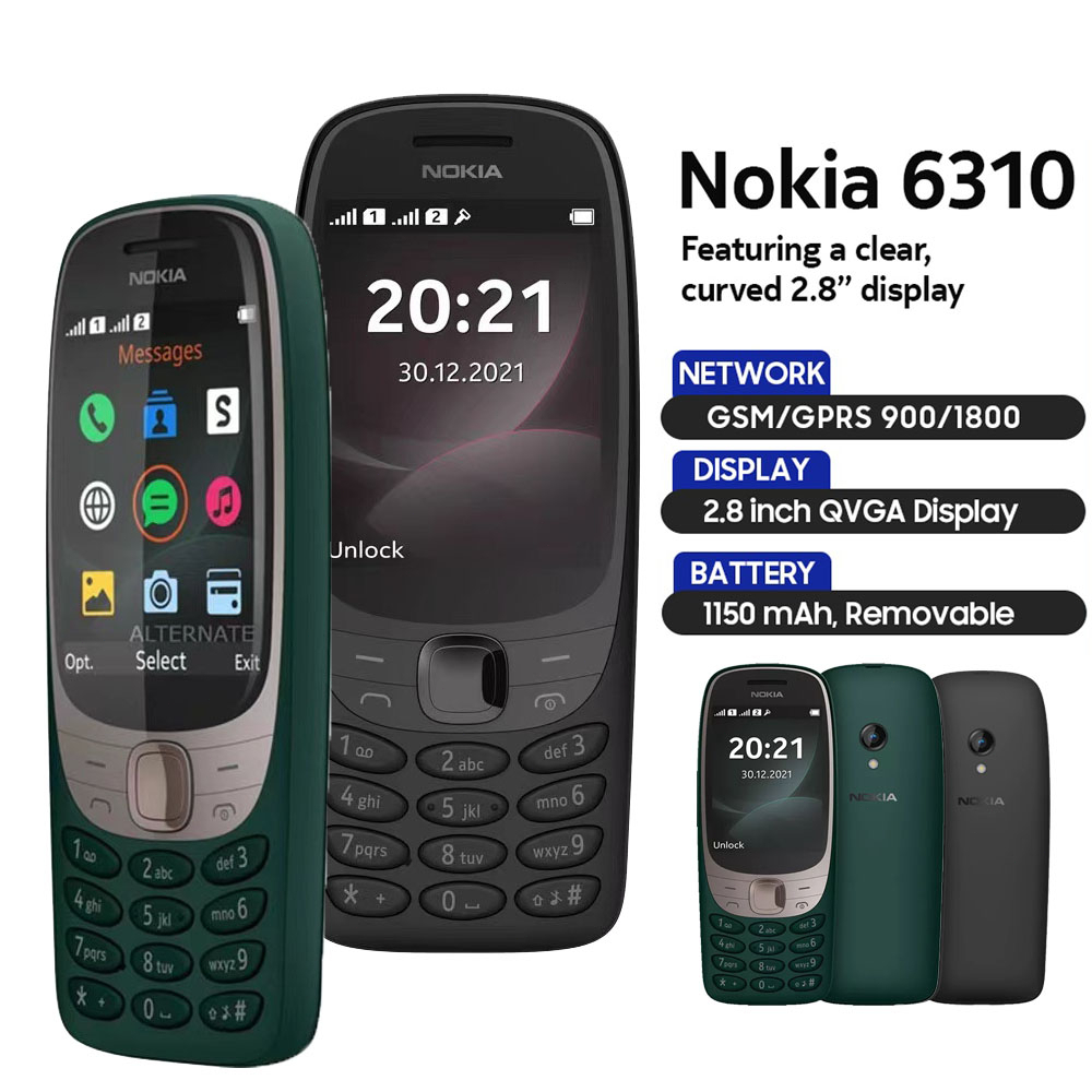 NOKIA 6310 ฟีเจอร์โฟน 100% สองซิม โทรศัพท์ปุ่มกด ภาษาไทย เหมาะสำหรับผู้สูงอายุและเด็ก รับประกัน ...