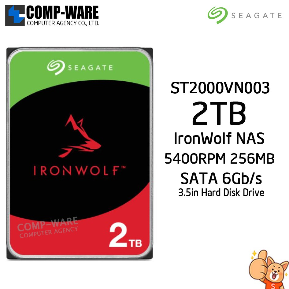 Seagate 2TB IronWolf NAS SATA 6Gb/s 5400RPM 256MB Cache 3.5-Inch ...