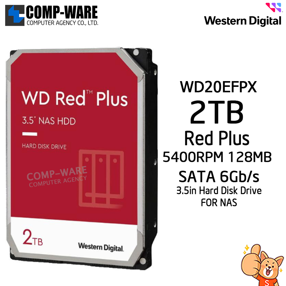 WD Red Plus 2TB NAS Hard Disk Drive - 5400RPM SATA 6Gb/s 128MB Cache 3 ...