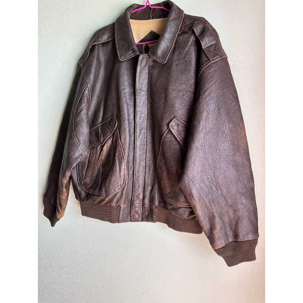 RAGE Dark Brown Genuine Real Leather Jacket | Shopee Thailand