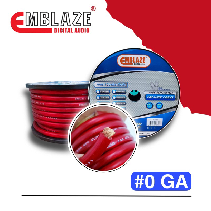 EMBLAZE #0GA สายไฟรถยนต์ สายแบต สายไฟทองแดงแท้ 100% | Shopee Thailand
