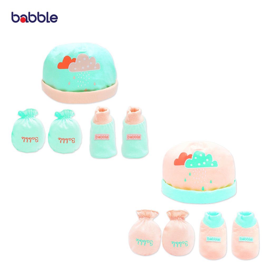 [3ชุดลด20%] BABBLE เซต 3 ชิ้น หมวกเด็ก ถุงมือเด็ก ถุงเท้าเด็ก แรกเกิด ...